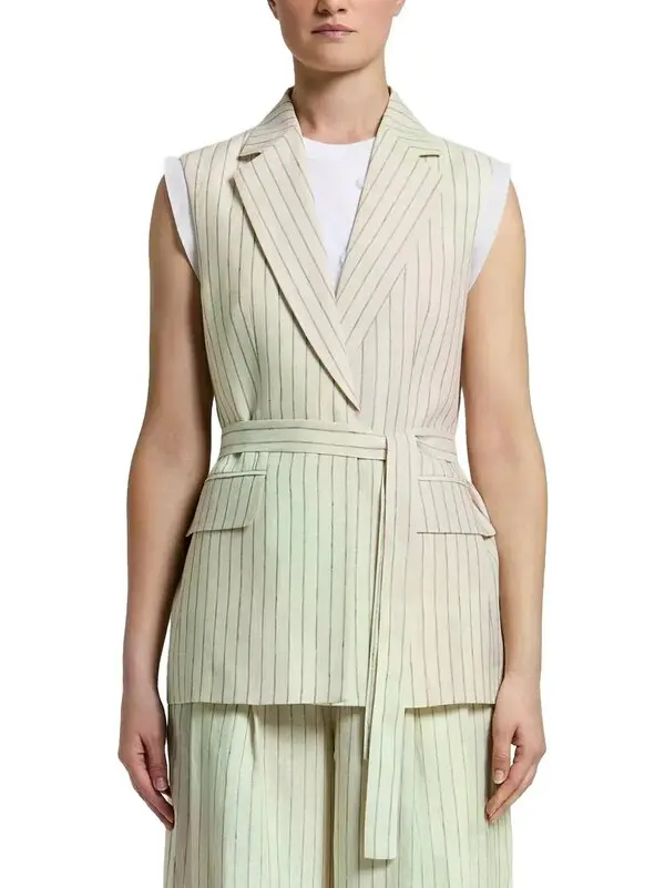 Peserico Pinstripe Belted Jacket - Neutrals