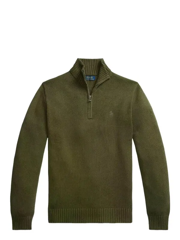 Polo Ralph Lauren Quarter-zip Embroidered-logo Sweater - Green