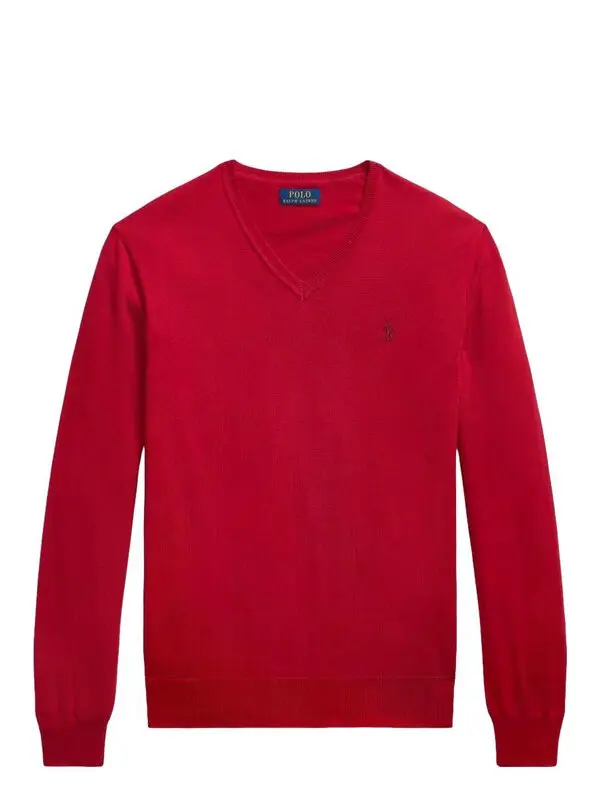 Polo Ralph Lauren Logo-embroidered V-neck Sweater - Red