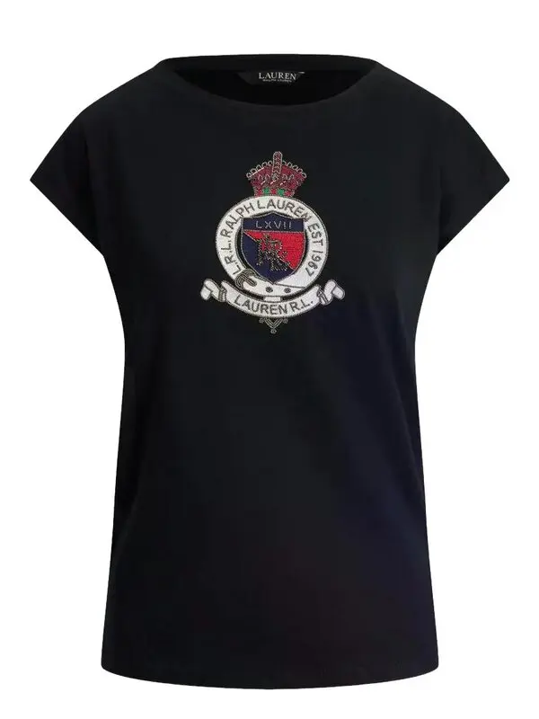 Ralph Lauren Crest-patch Cap-sleeve T-shirt - Black