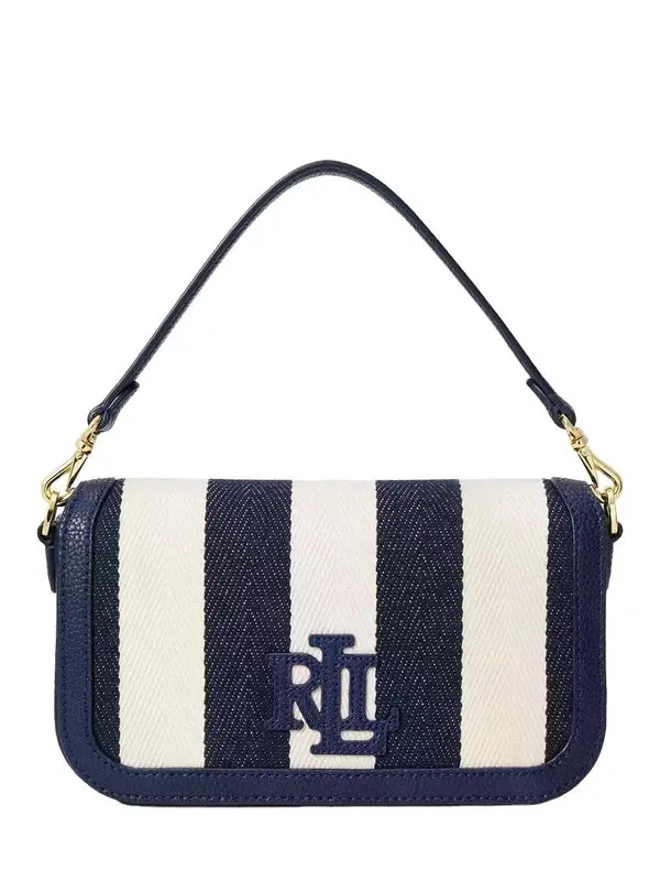 Ralph Lauren Striped Logo-plaque Shoulder Bag - Blue