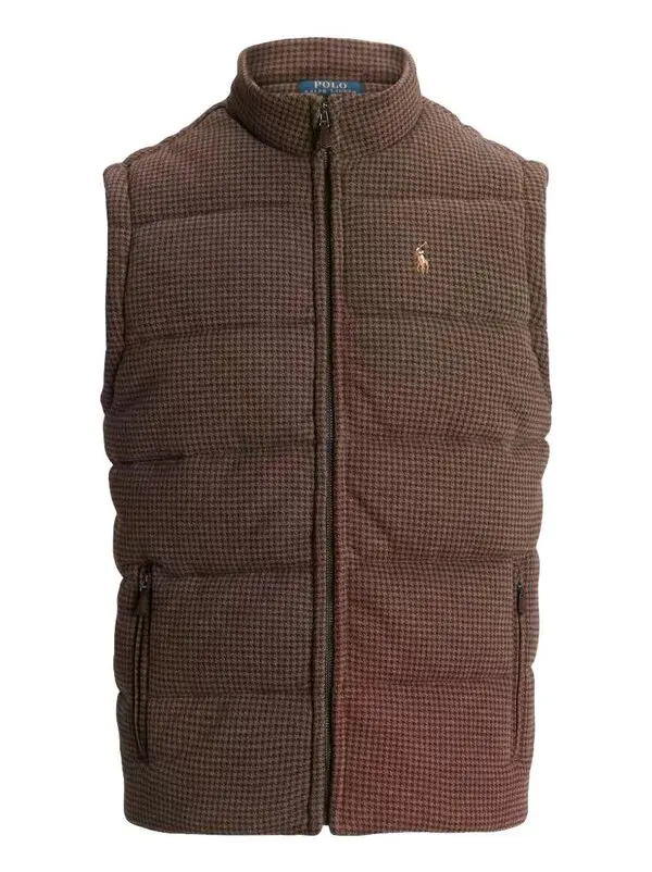 Polo Ralph Lauren Houndstooth Quilted Vest - Brown