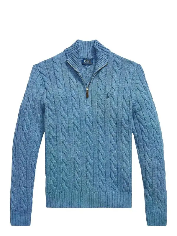 Polo Ralph Lauren Cable-knit Quarter-zip Sweater - Blue