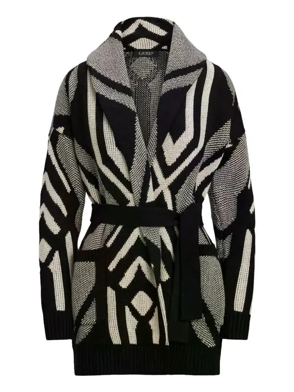 Ralph Lauren Geometric-pattern Belted Cardigan - Black