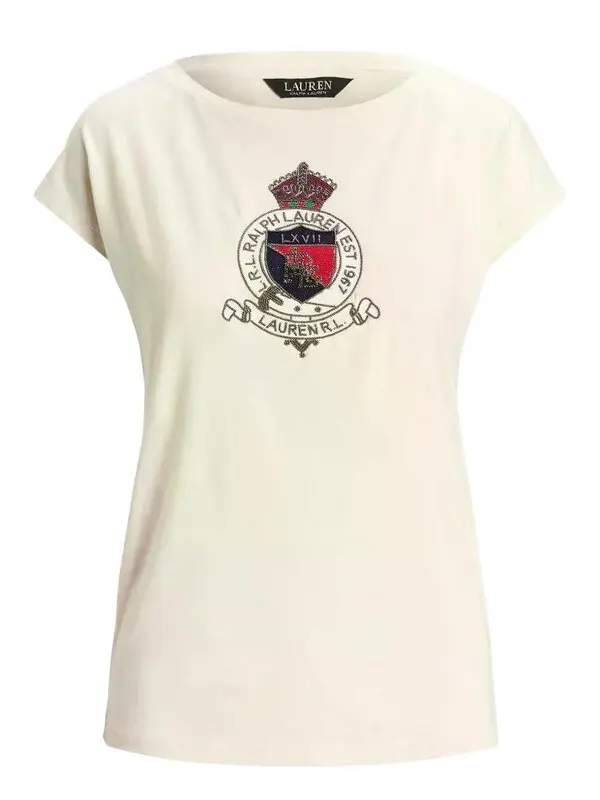 Ralph Lauren Crest-patch Cap-sleeve T-shirt - Neutrals