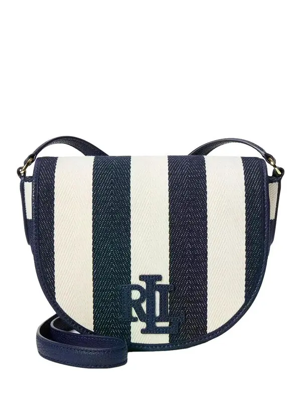 Ralph Lauren Striped Logo-plaque Shoulder Bag - Blue