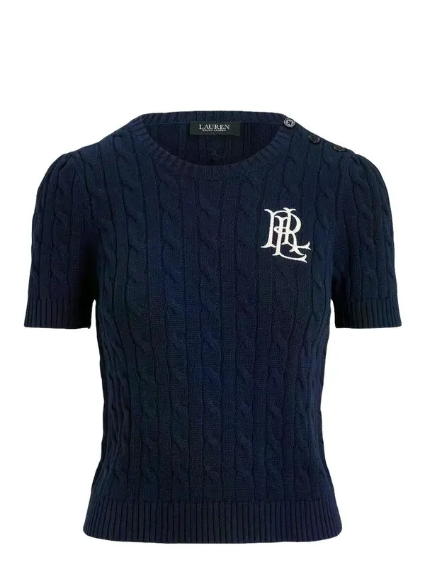 Ralph Lauren Cable-knit Logo-embroidered T-shirt - Blue