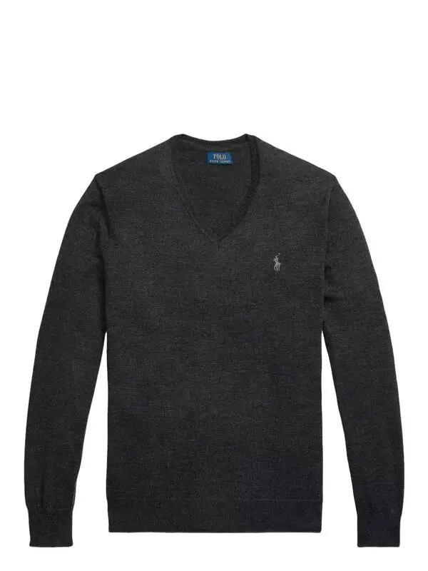 Polo Ralph Lauren Logo-embroidered V-neck Sweater - Grey