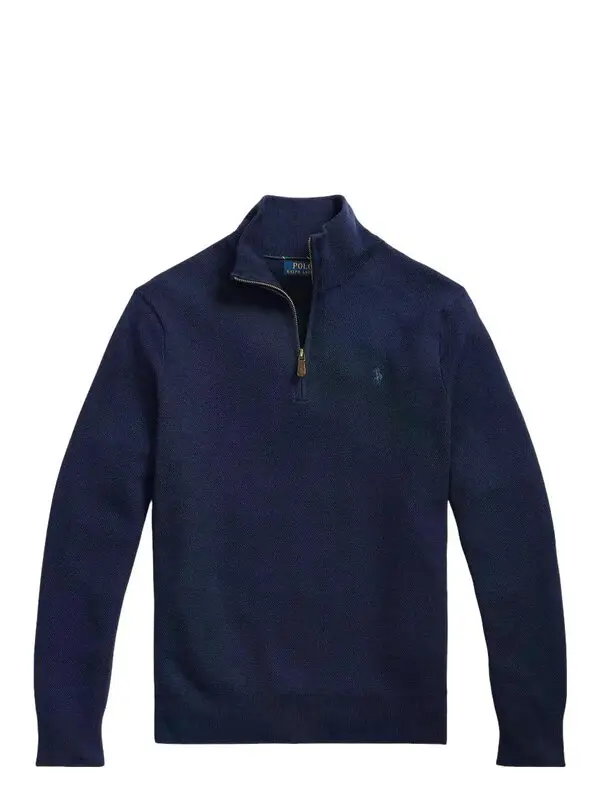 Polo Ralph Lauren Quarter-zip Textured-knit Sweater - Blue