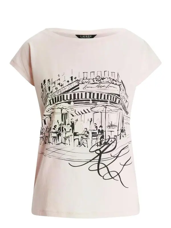 Ralph Lauren Graphic-print Boat-neck T-shirt - Pink