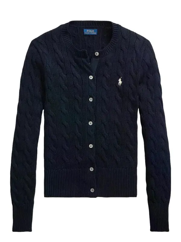 Polo Ralph Lauren Cable-knit Cardigan With Embroidered Logo - Blue