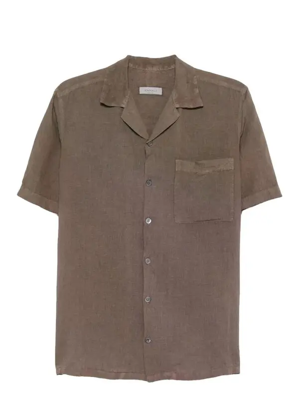 Canali Short-sleeve Pocket-detail Shirt - Brown