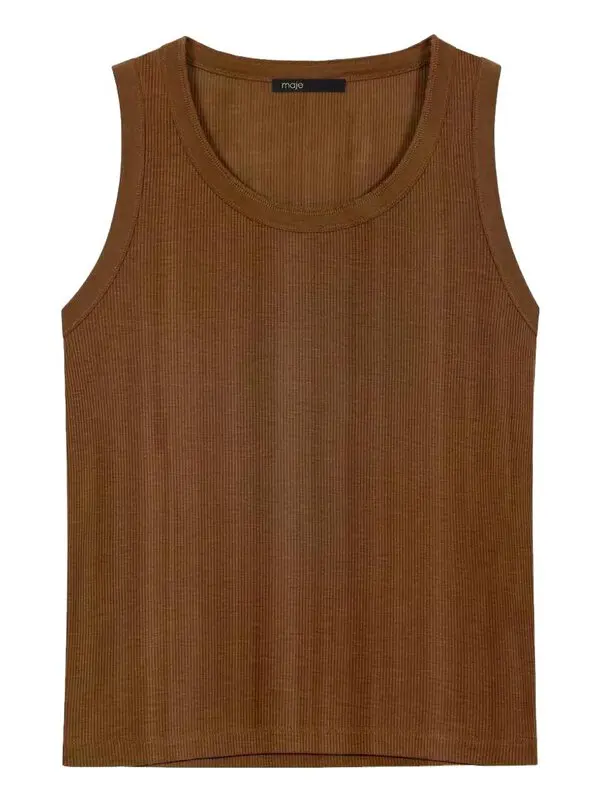 Maje Ribbed-knit Tank Top - Brown