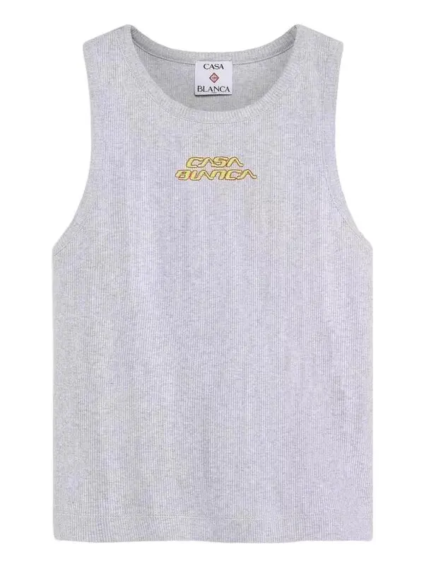 Casablanca Ribbed-knit Tank Top With Logo - Grey