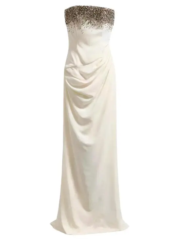 Amen Crystal-embellished Draped Gown - White