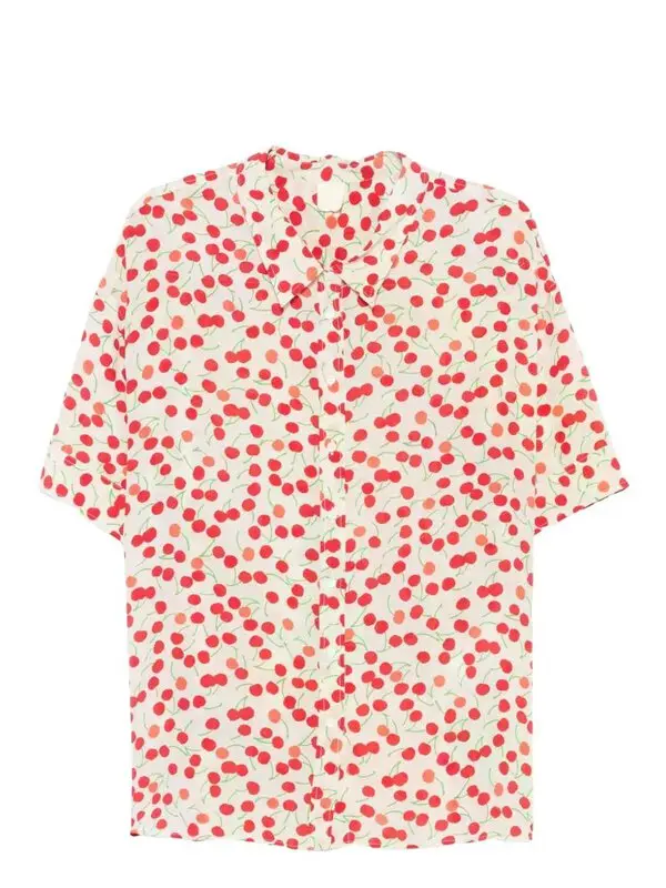 Aspesi Cherry-print Silk Blouse - Neutrals