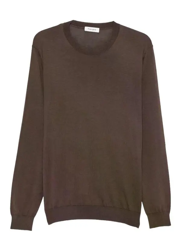 KANGRA Crew-neck Long-sleeve Sweater - Brown