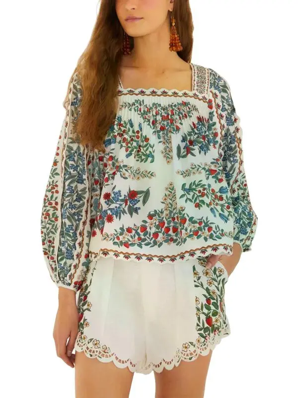 Farm Rio Fruit-print Blouse - White