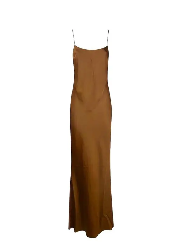 Andamane Ninfea Maxi Dress With Open Back And Ruched Detail - Brown
