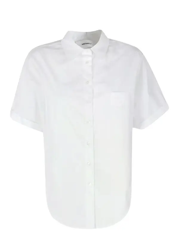 MEIMEIJ Short-sleeve Chest-pocket Shirt - White