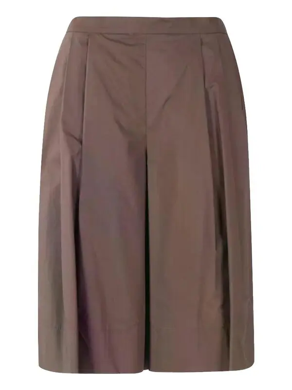MEIMEIJ Pleated Wide Leg Shorts - Brown