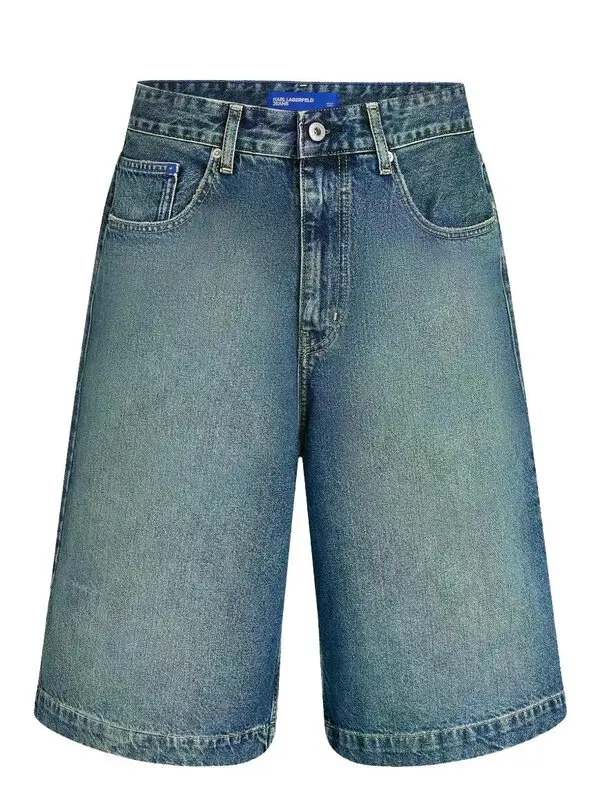 Karl Lagerfeld Wide-leg Denim Shorts - Blue