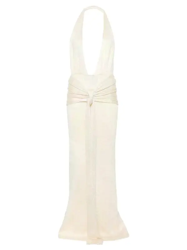 AYA MUSE Sereia Knotted-waist Maxi Dress - Neutrals