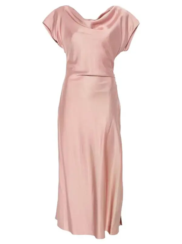 Liu Jo Ruched Cowl-neck Midi Dress - Pink