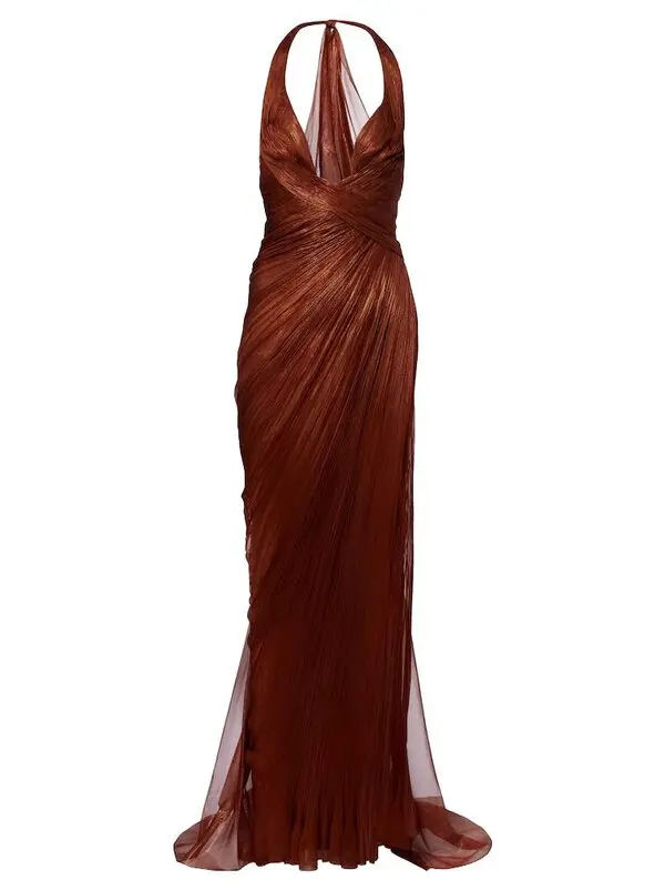 MARIA LUCIA HOHAN Milagros Halterneck Gown - Brown