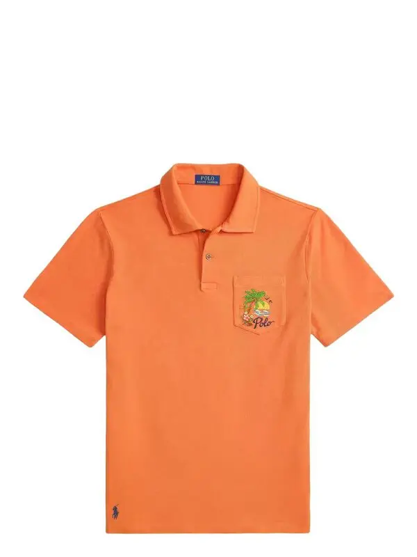 Polo Ralph Lauren Embroidered-pocket Polo Shirt - Orange