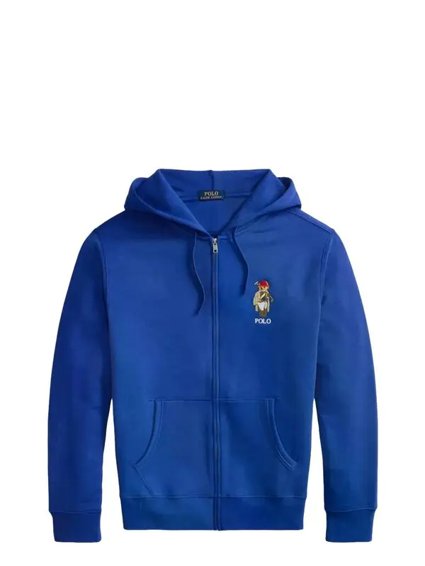 Polo Ralph Lauren Bear-embroidered Zip-up Hoodie - Blue