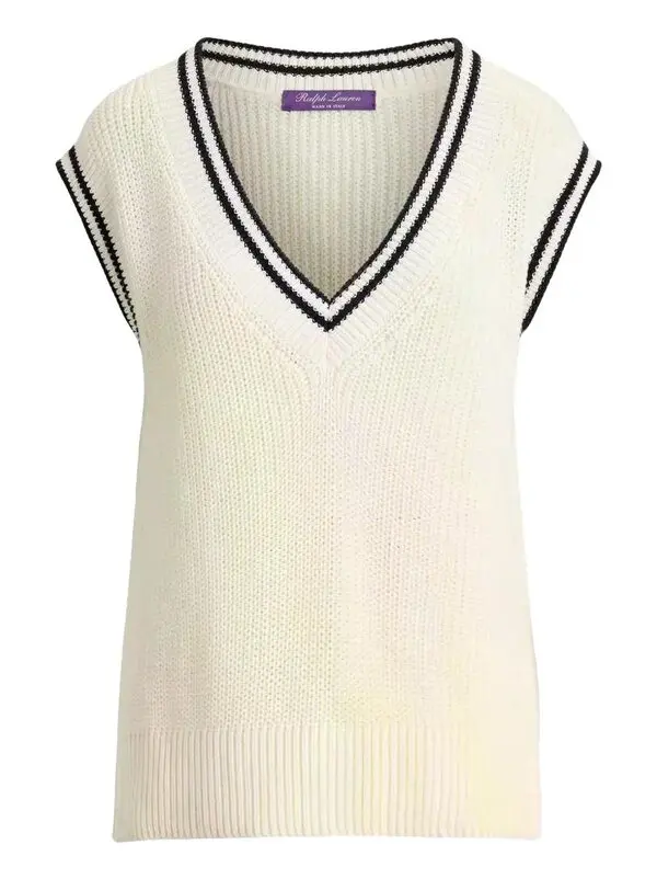 Ralph Lauren Striped-trim V-neck Vest - White