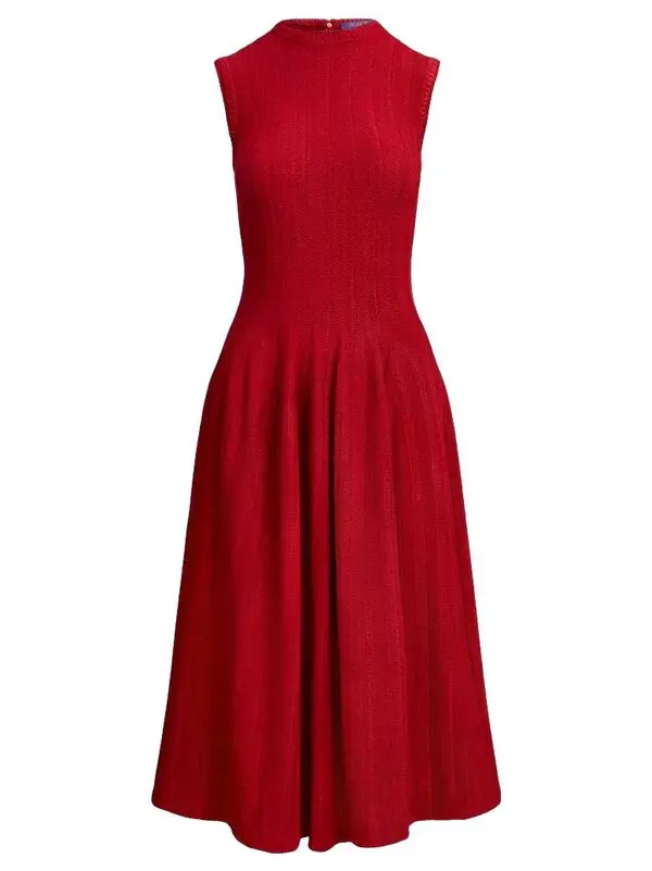 Ralph Lauren Jeena Knitted Midi Dress - Red