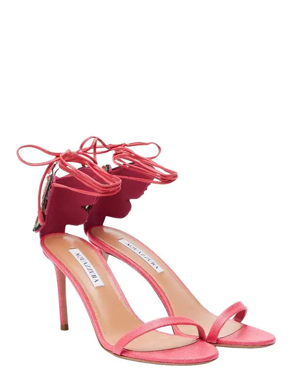 AQUAZZURA Papillon D'amour Embellished Sandals - Pink