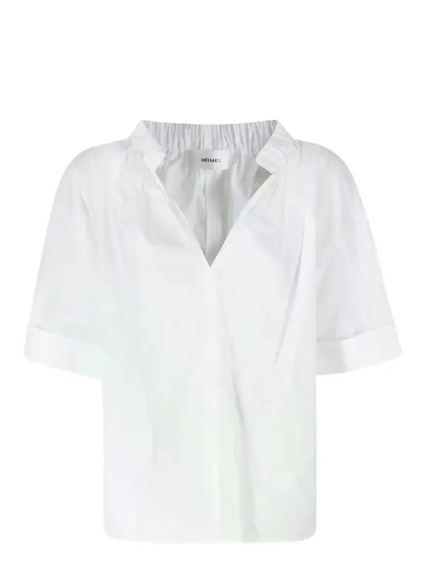 MEIMEIJ Elasticated-neck Short-sleeve Blouse - White