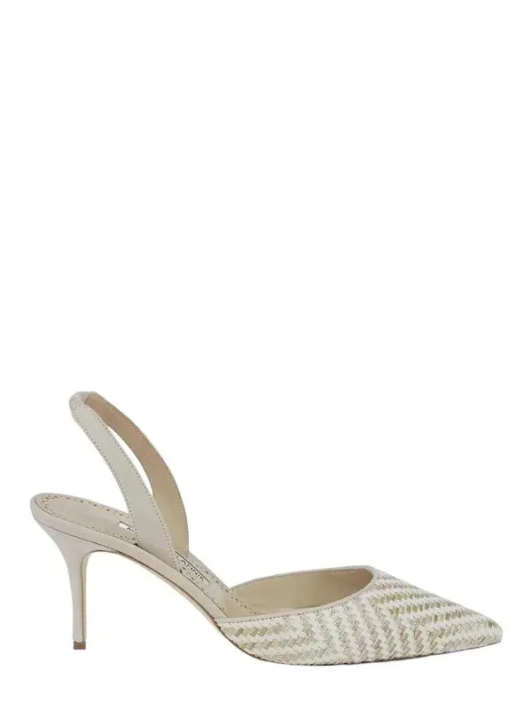 Manolo Blahnik Carolyne Woven Raffia Slingback Pumps - Neutrals