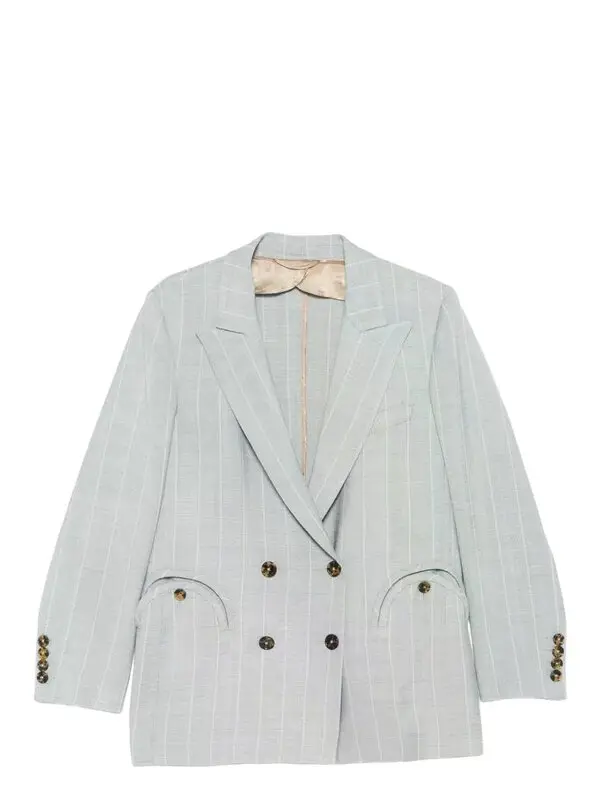 BLAZÉ MILANO Check-pattern Double-breasted Blazer - Blue