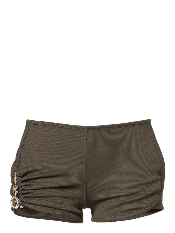 Christopher Esber Droplet Crystal Embellished Ruched Shorts - Green