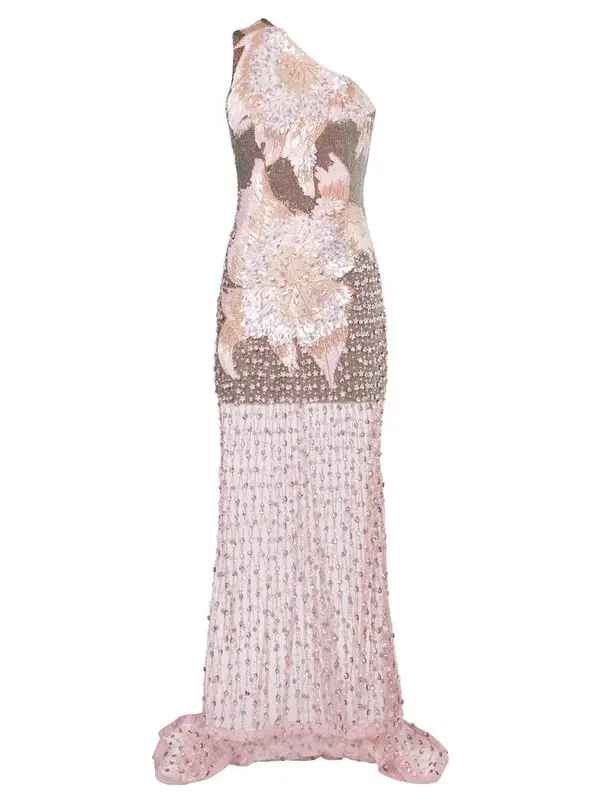 LA FUORI Embellished One-shoulder Gown - Pink