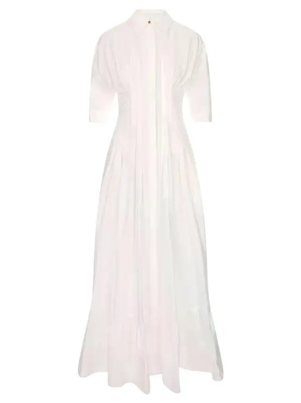 Max Mara Pleated Tiered-skirt Maxi Dress - White