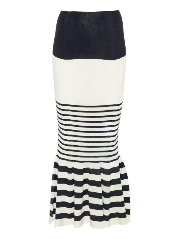 Junya Watanabe Striped Mermaid-silhouette Midi Skirt - Neutrals
