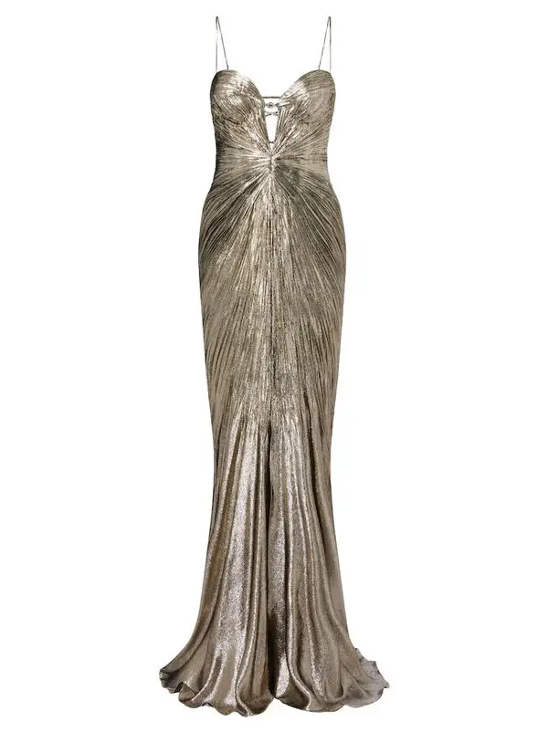 MARIA LUCIA HOHAN Dakota Lamé Chiffon Gown - Silver