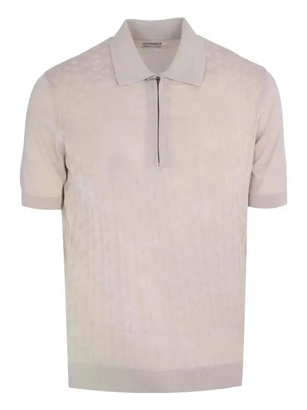 Pal Zileri Geometric-jacquard Zip-up Polo Shirt - Neutrals