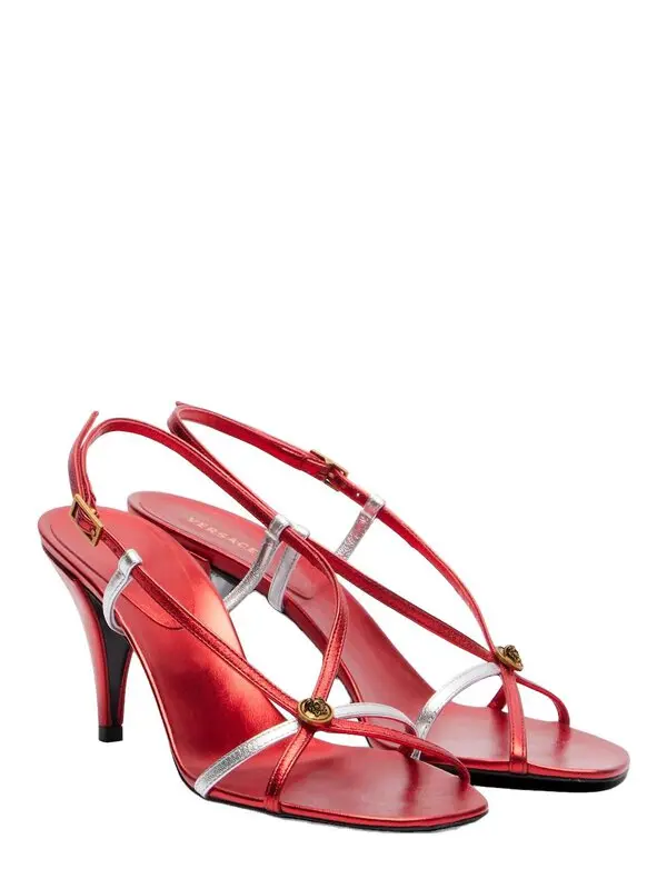 Versace Valentina Leather Slingback Sandals - Red