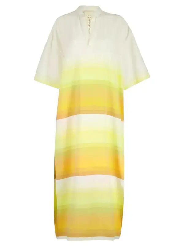 MARRAKSHI LIFE Striped V-neck Midi Dress - Yellow