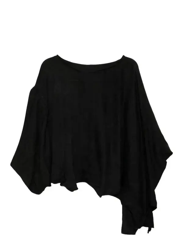 JULIUS Asymmetric Draped T-shirt - Black