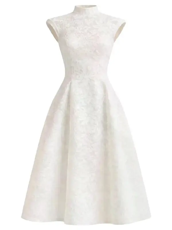 GEMY MAALOUF Lace Mock-neck Dress - White