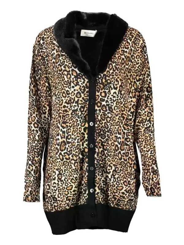BLUGIRL Leopard-print Faux-fur Collar Cardigan - Neutrals
