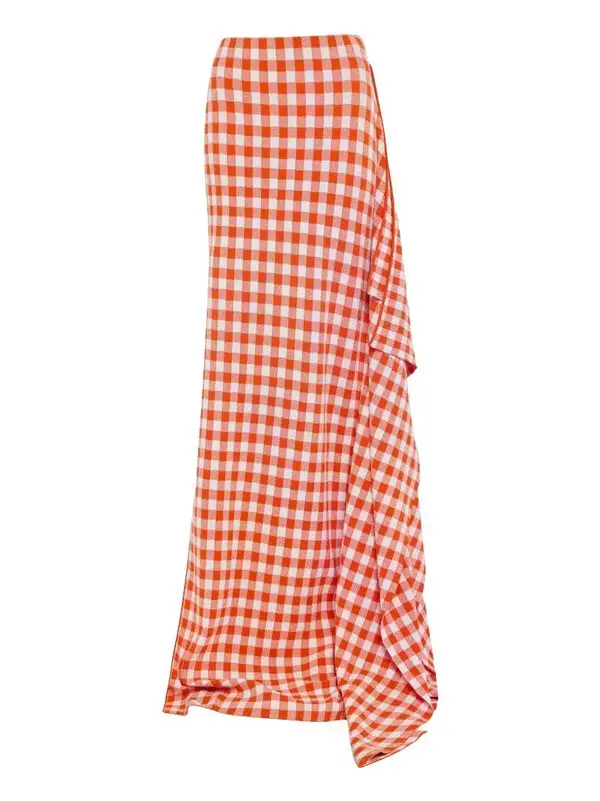 A.W.A.K.E. Mode Gingham Maxi Skirt - Red