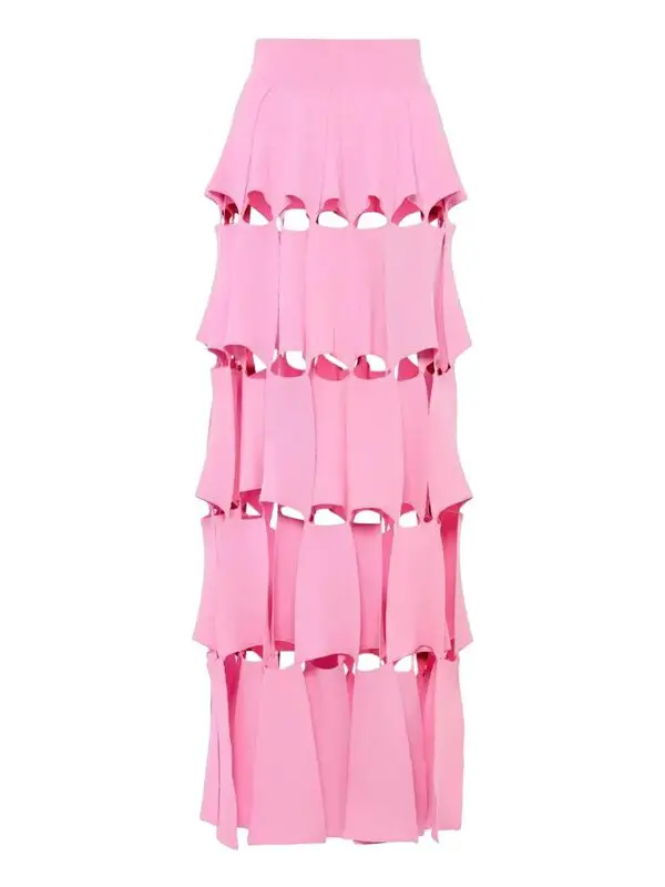 A.W.A.K.E. Mode Knitted Laser-cut Maxi Skirt - Pink